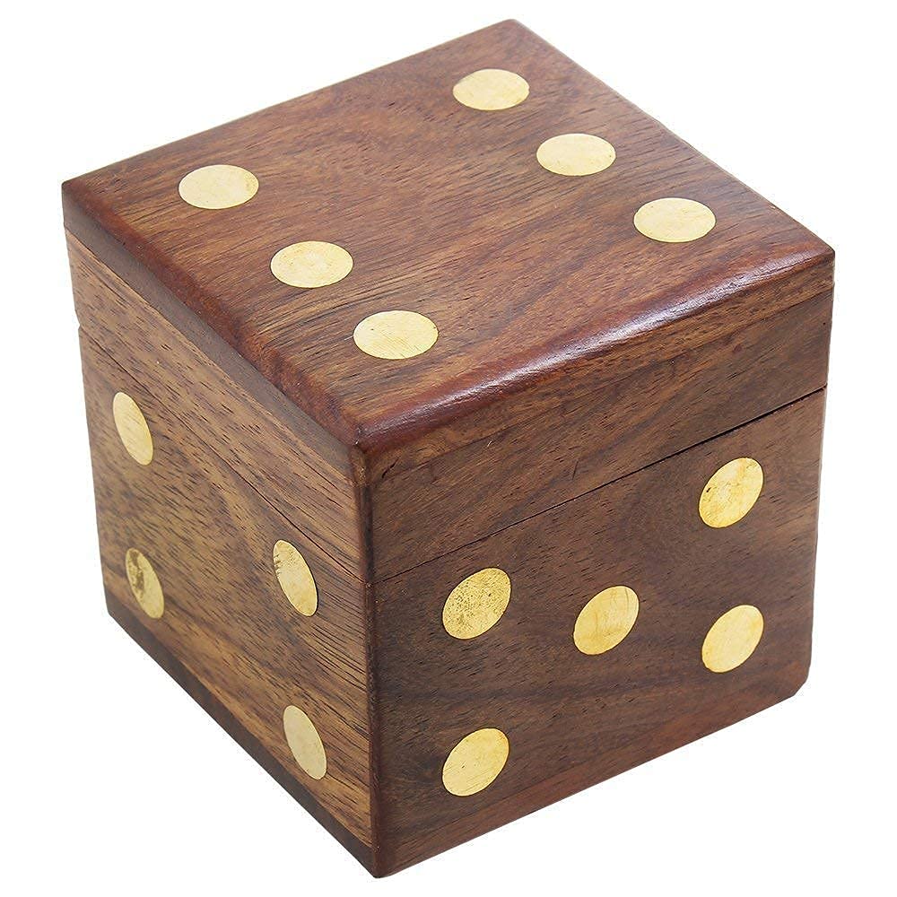 QUAMIUM Wooden Dice for Decorative Square Shape,Storage Box, Gifts ...