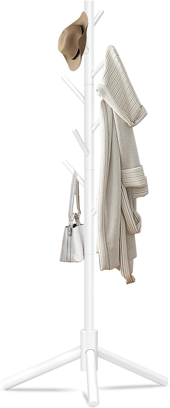 Amazon.com: Unisakey Durable Wooden Coat Rack Stand(New White ...