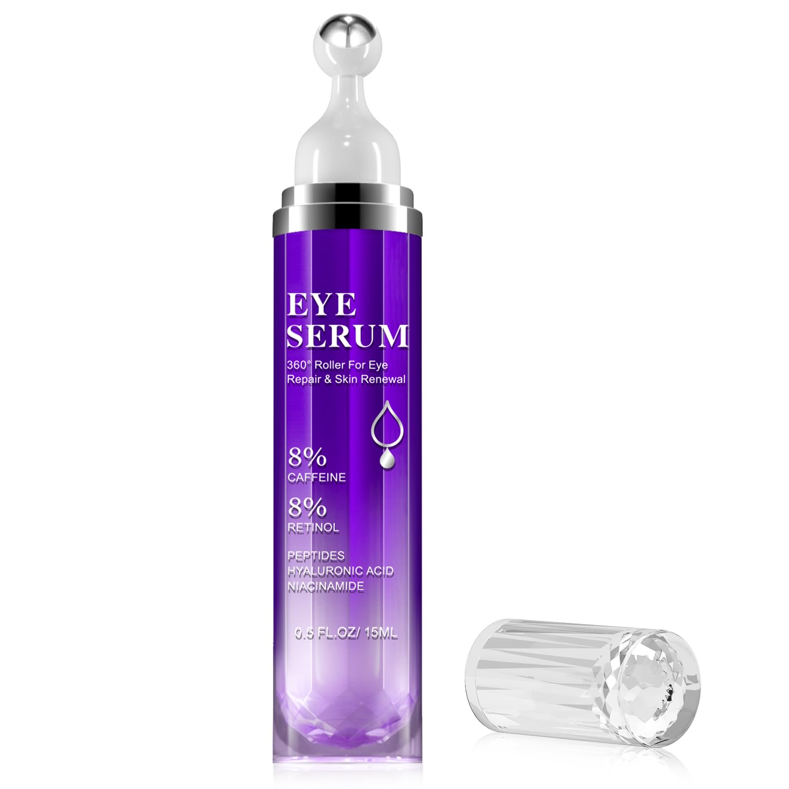 8% Caffeine Eye Cream with 360° Massage Roller-Ball - Under Eye ...