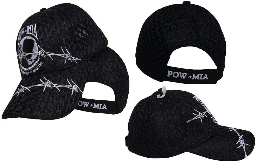 Trade Winds Adult POW*MIA with Barbed Wire Adjustable Black Mesh Curved ...