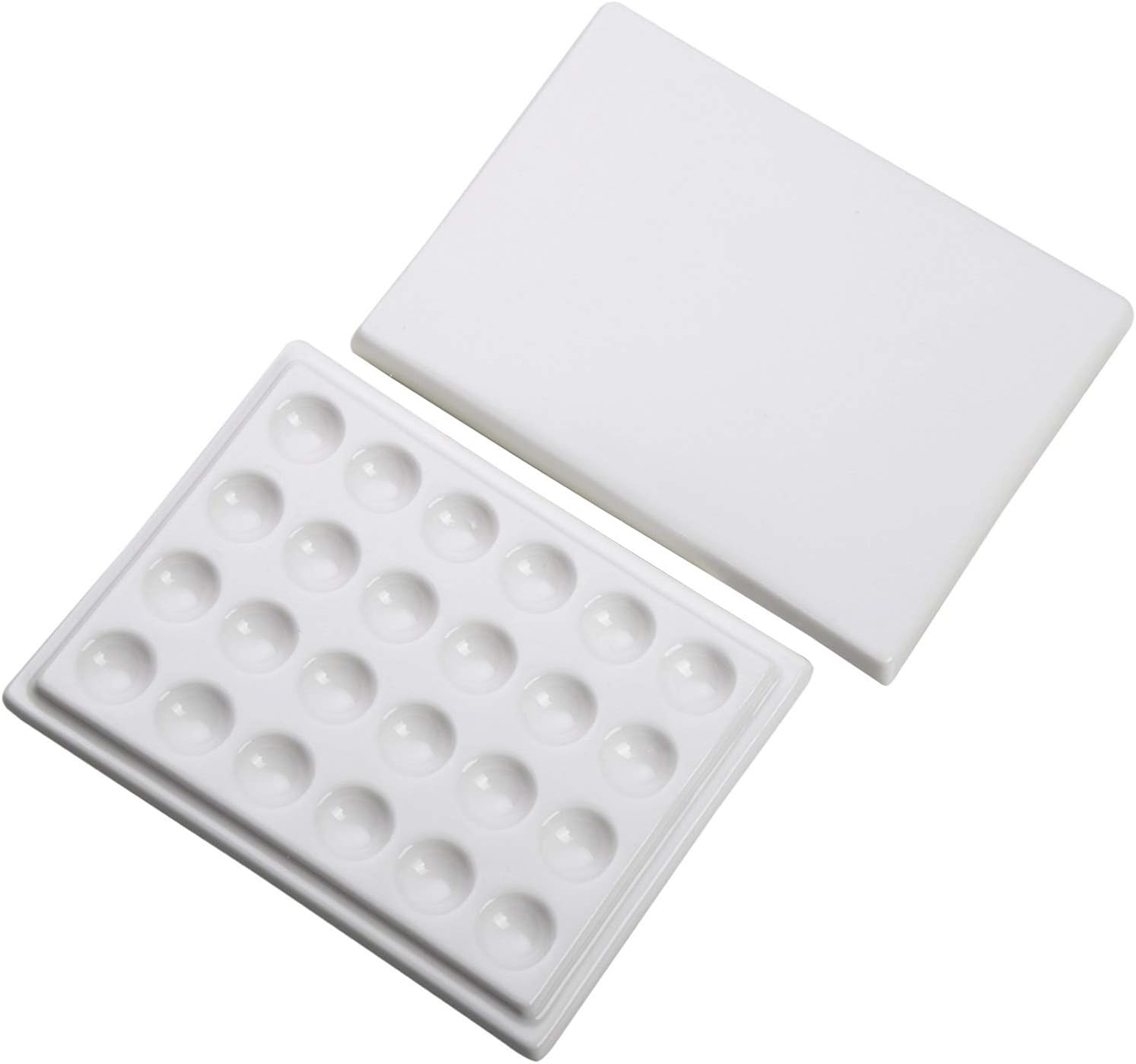 MEEDEN 24-Well Ceramic Watercolor Paint Palette with Cover, Porcelain ...