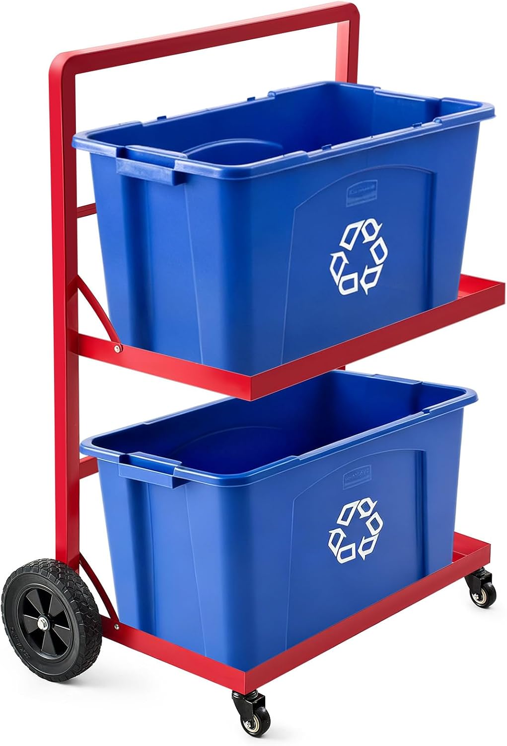 Amazon.com: 2 Tier Recycling Bin Cart with Wheels Metal Recycling Cart ...