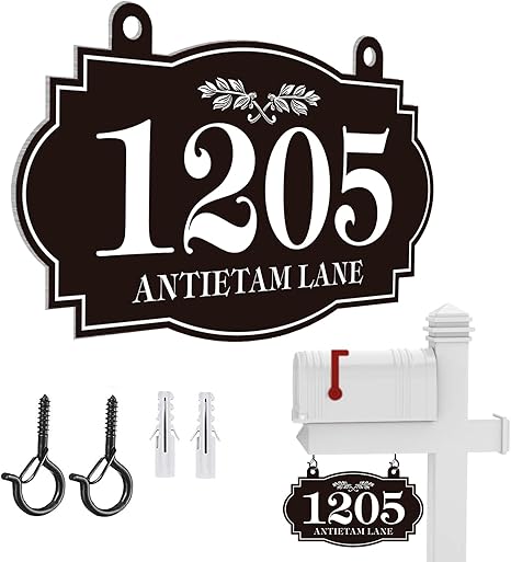 Amazon.com: Hanging Address Plaque Sign Lucky Leaf - Reflective House ...