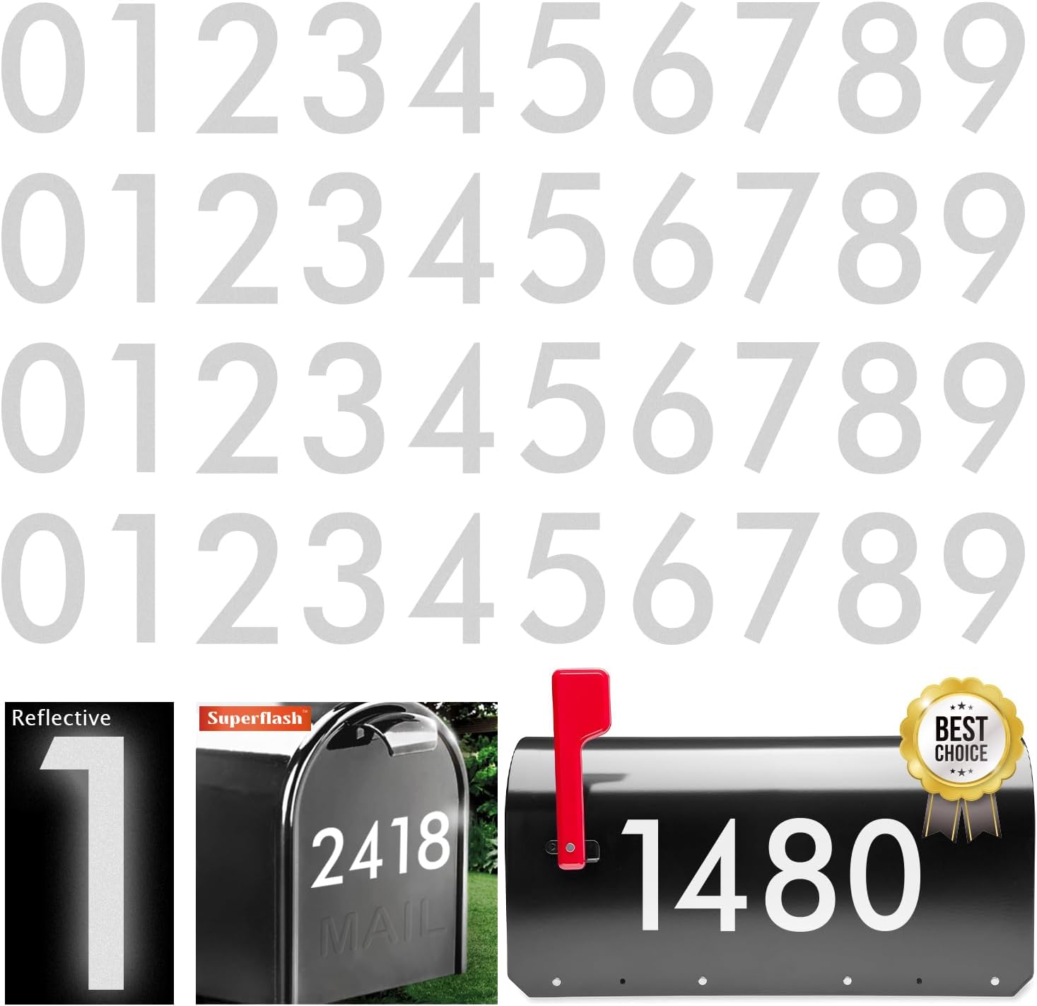 Amazon.com: 4 inch Reflective Mailbox Numbers for Outside Sticker ...