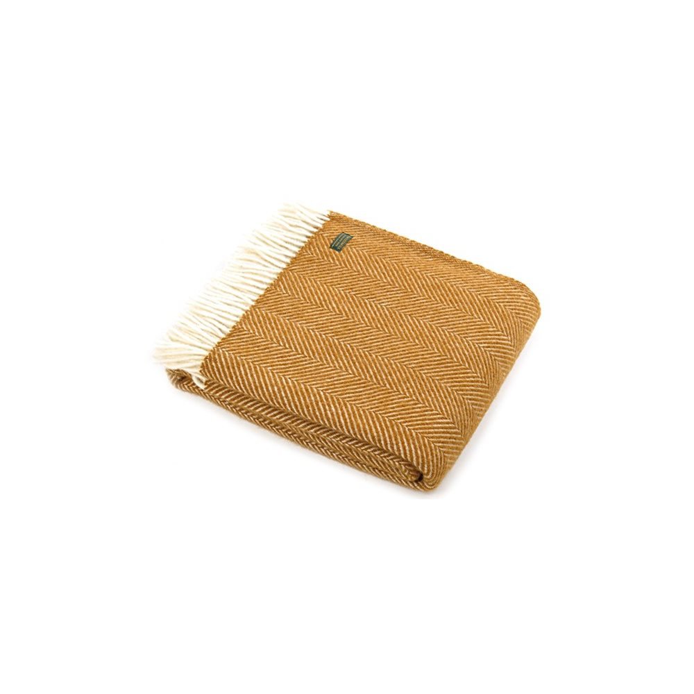 Tweedmill Fishbone English Mustard Wool Throw : Amazon.co.uk: Home ...