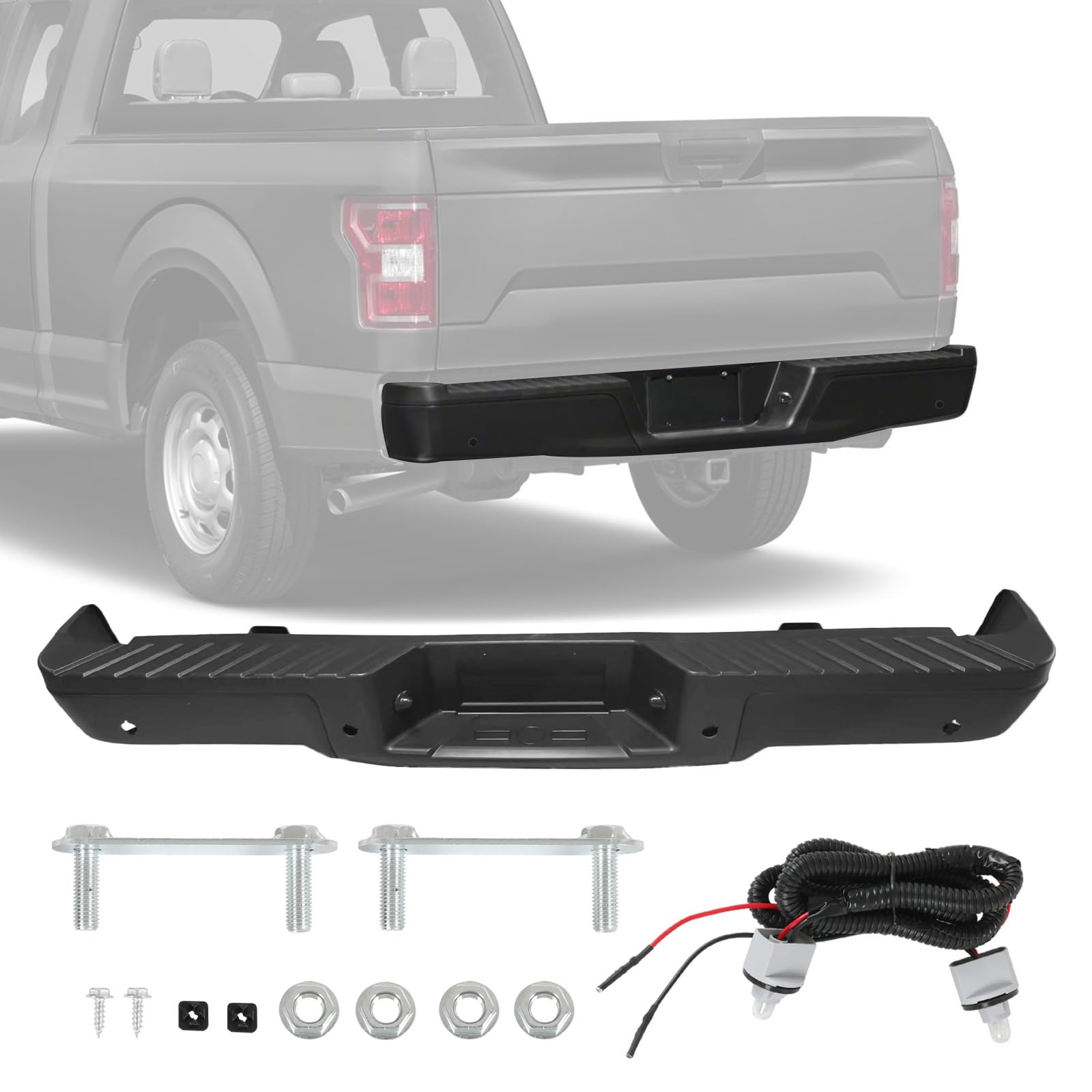 Amazon.com: DICMIC Rear Step Bumper Assembly w/Parking Aid Sensor Hole ...