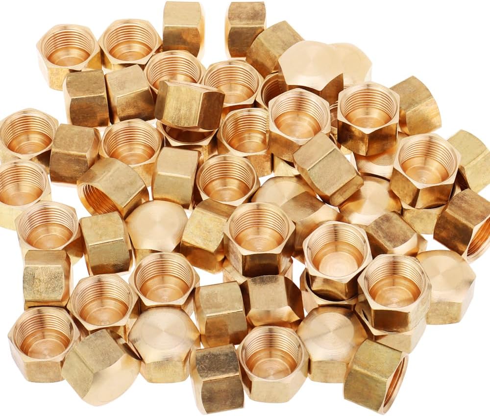 Amazon.com: 6 Pack Brass Pipe Cap, 3/8" NPT Plug Brass Pipe Fitting Cap ...