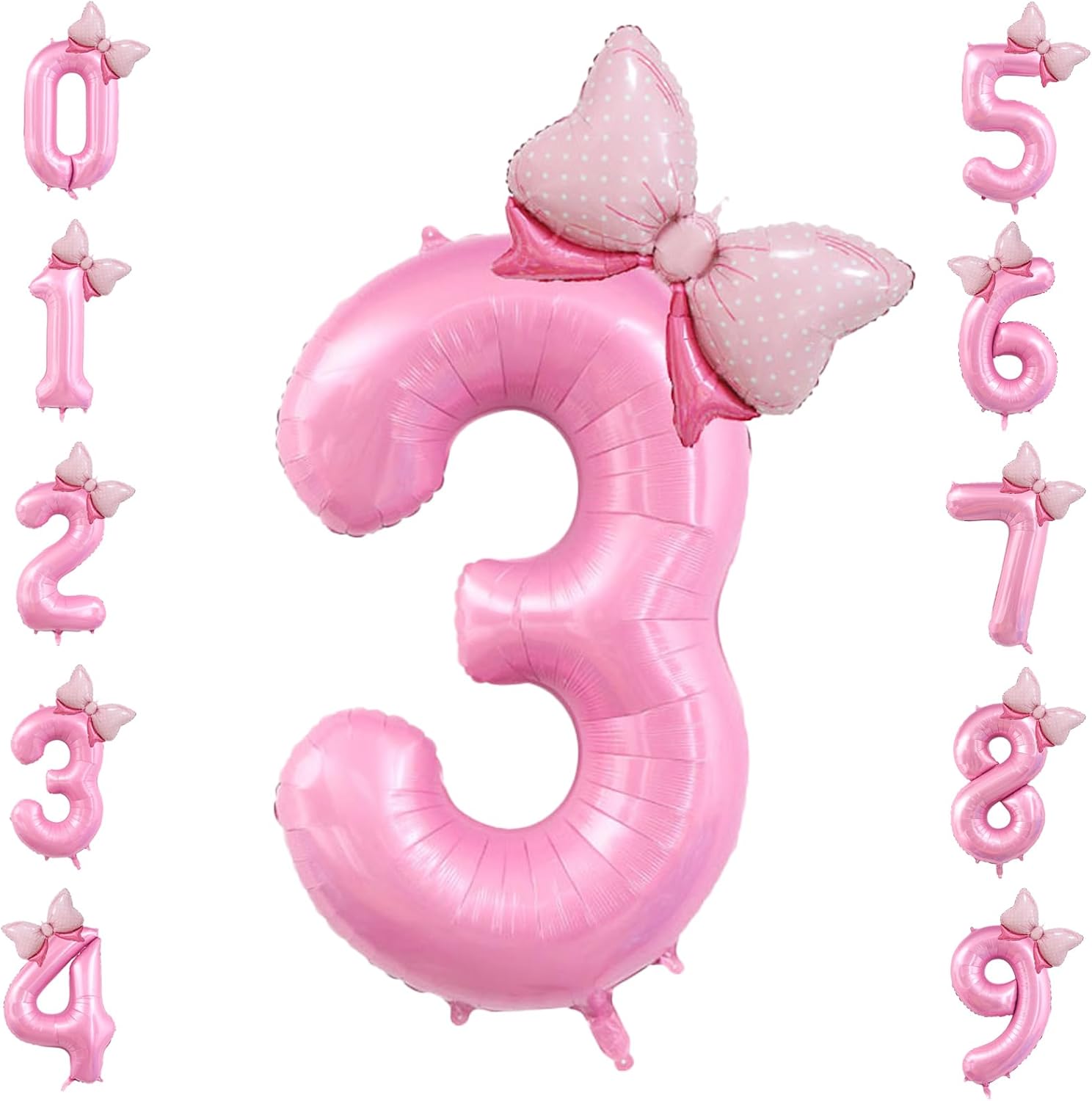 Amazon.com: 40 inch Number 3 Balloon with Bow Pink Happy Birthday Jumbo ...