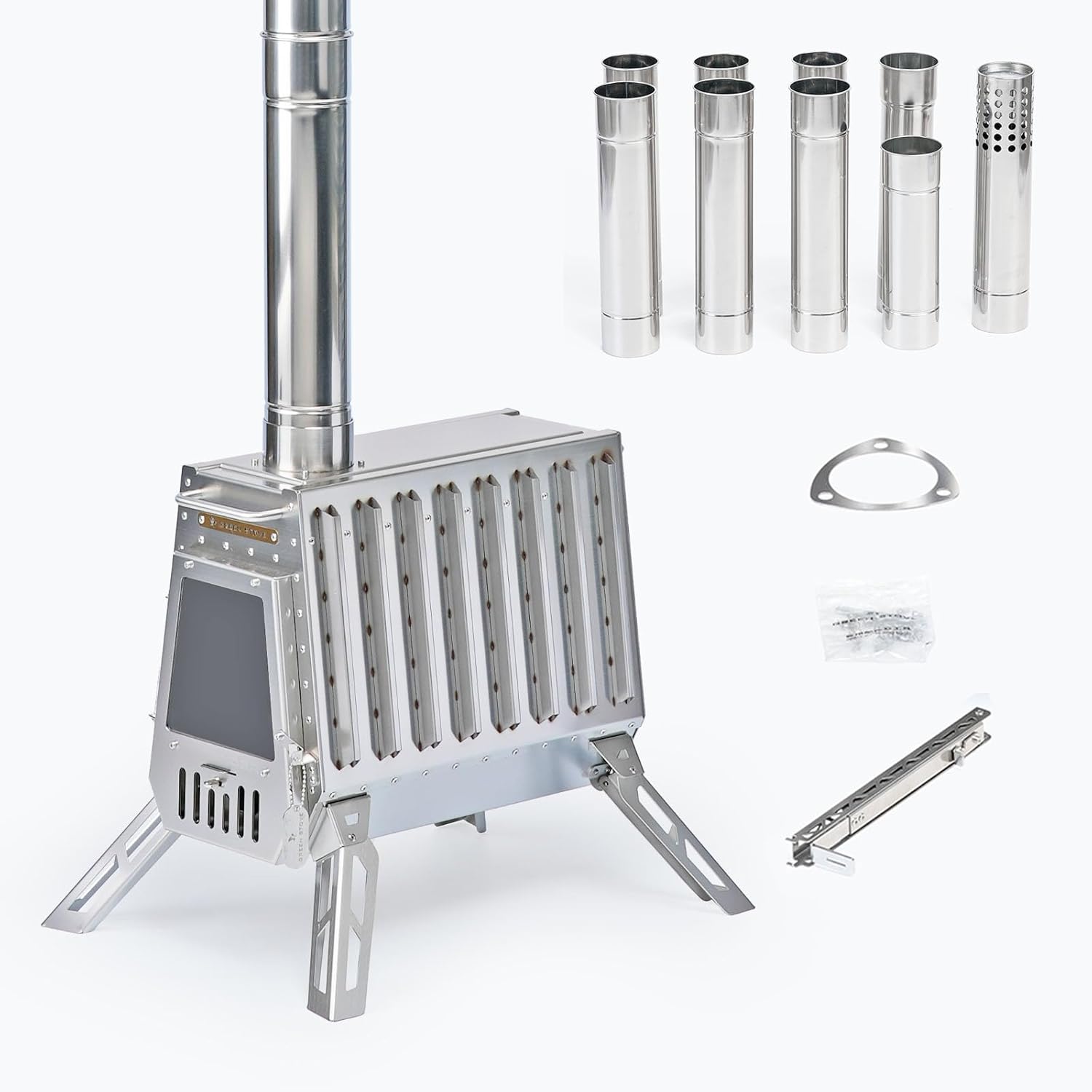 Amazon.com: Green Stove Wood Burning Stove with Chimney Pipes,Protable ...