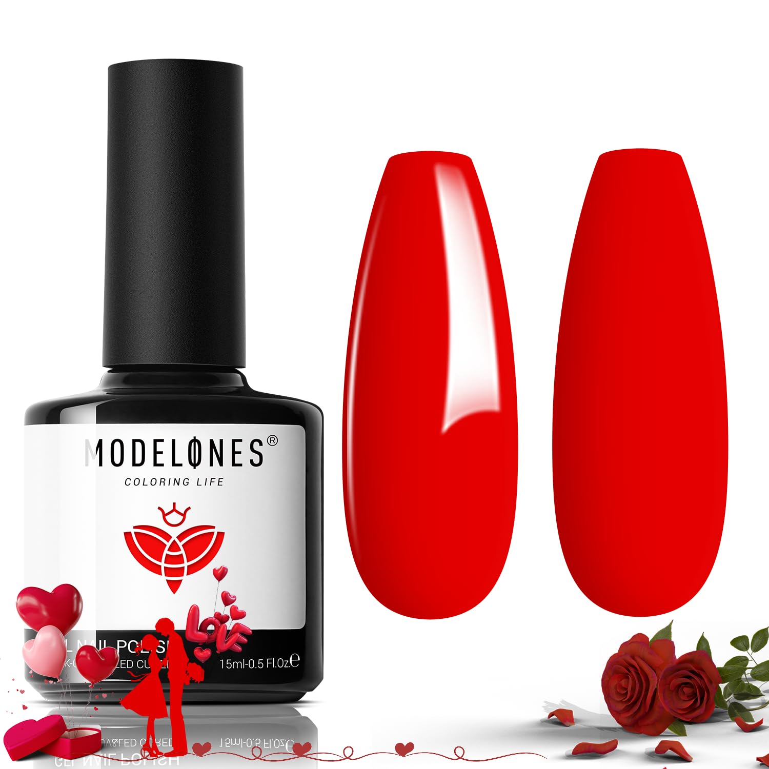 Amazon.com : modelones Red Gel Nail Polish,15 ML Valentine's Day Red ...