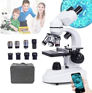 JXKJBGRN Microscope Biologique HD 6000X-15000X avec Mallette de ...