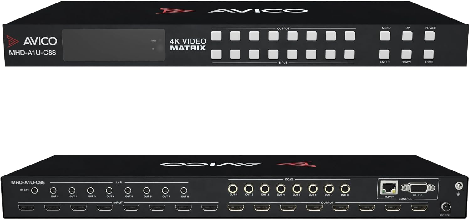 Amazon.com: Avico 8x8 Video Matrix Switcher HDMI 2.0 | ARC | 4K & 1080 ...