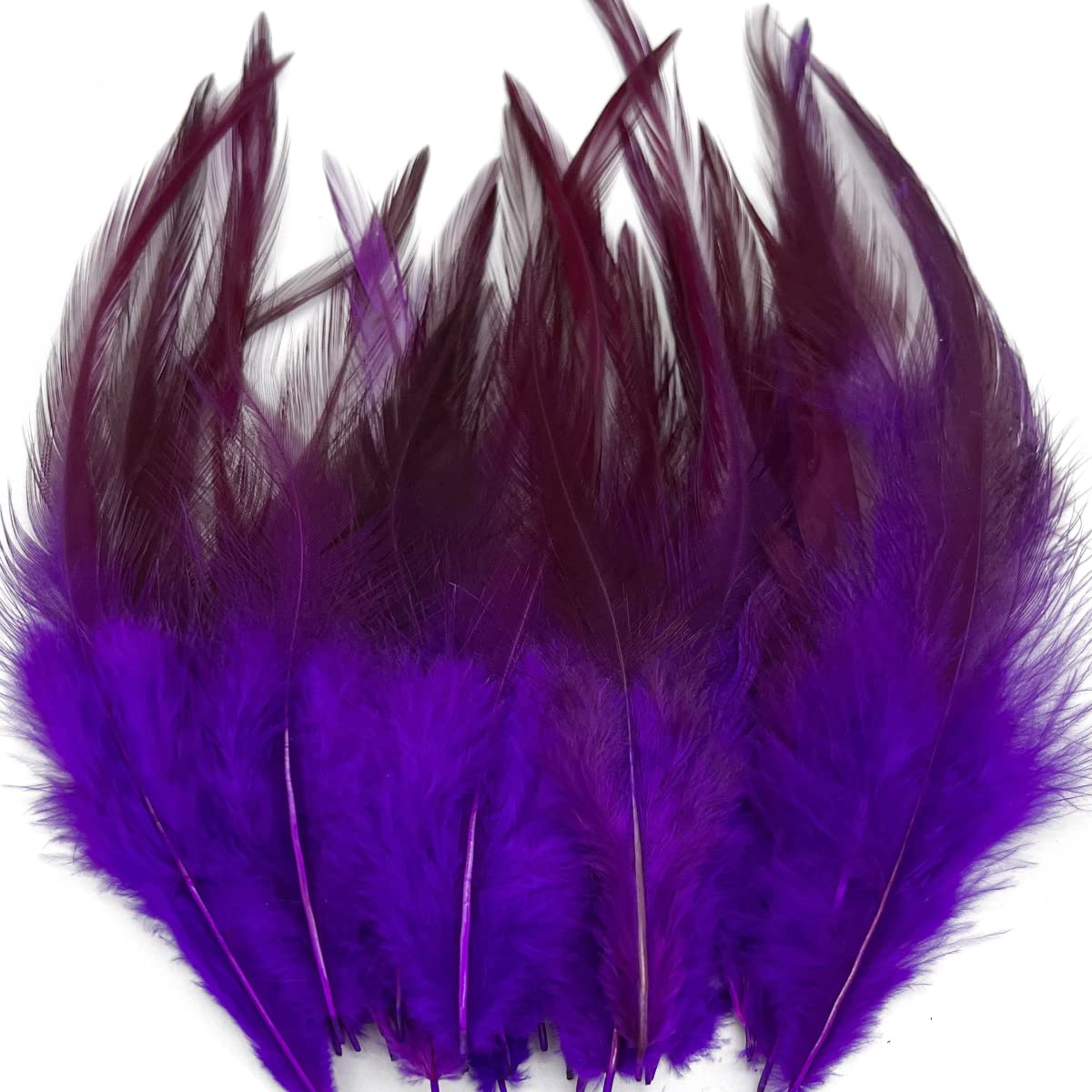 Amazon.com: 100pcs Purple Feathers for Crafts, 5-7Inch Rooster Saddle ...