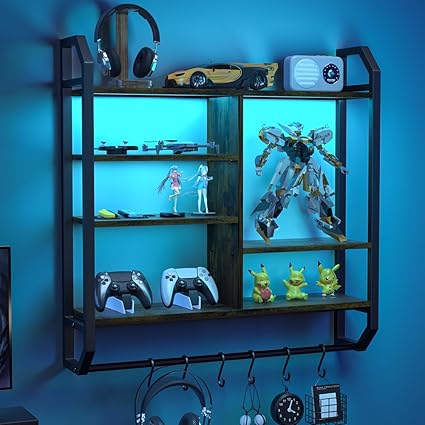 Amazon.com: Nidouillet Gaming Floating Shelves, Large LED Wall Mounted ...