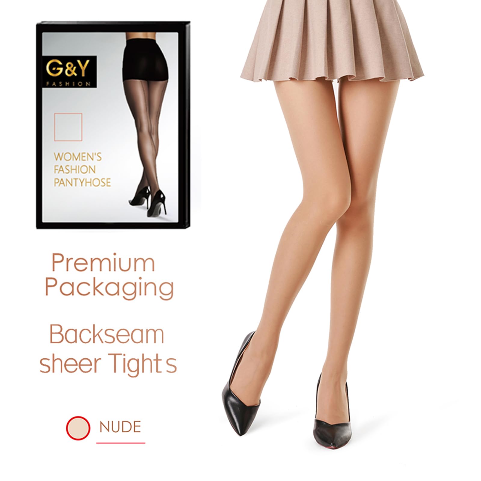 Snapklik.com : G&Y Womens Backseam Sheer Tights - 20D Control Top Pantyhose