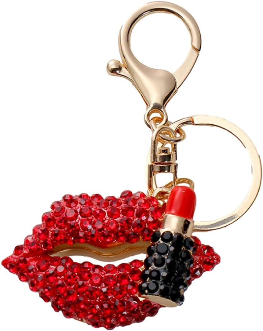 QDDollars Women’s Red Lips Keychain, Cute Lipstick Keyring for Ladies ...