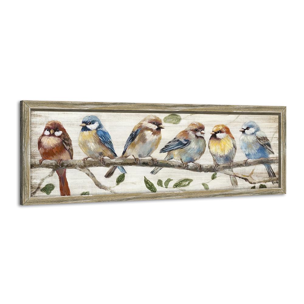 Amazon.com: Colorful Bird Framed Wall Art: Cute Chickadee Wooden ...