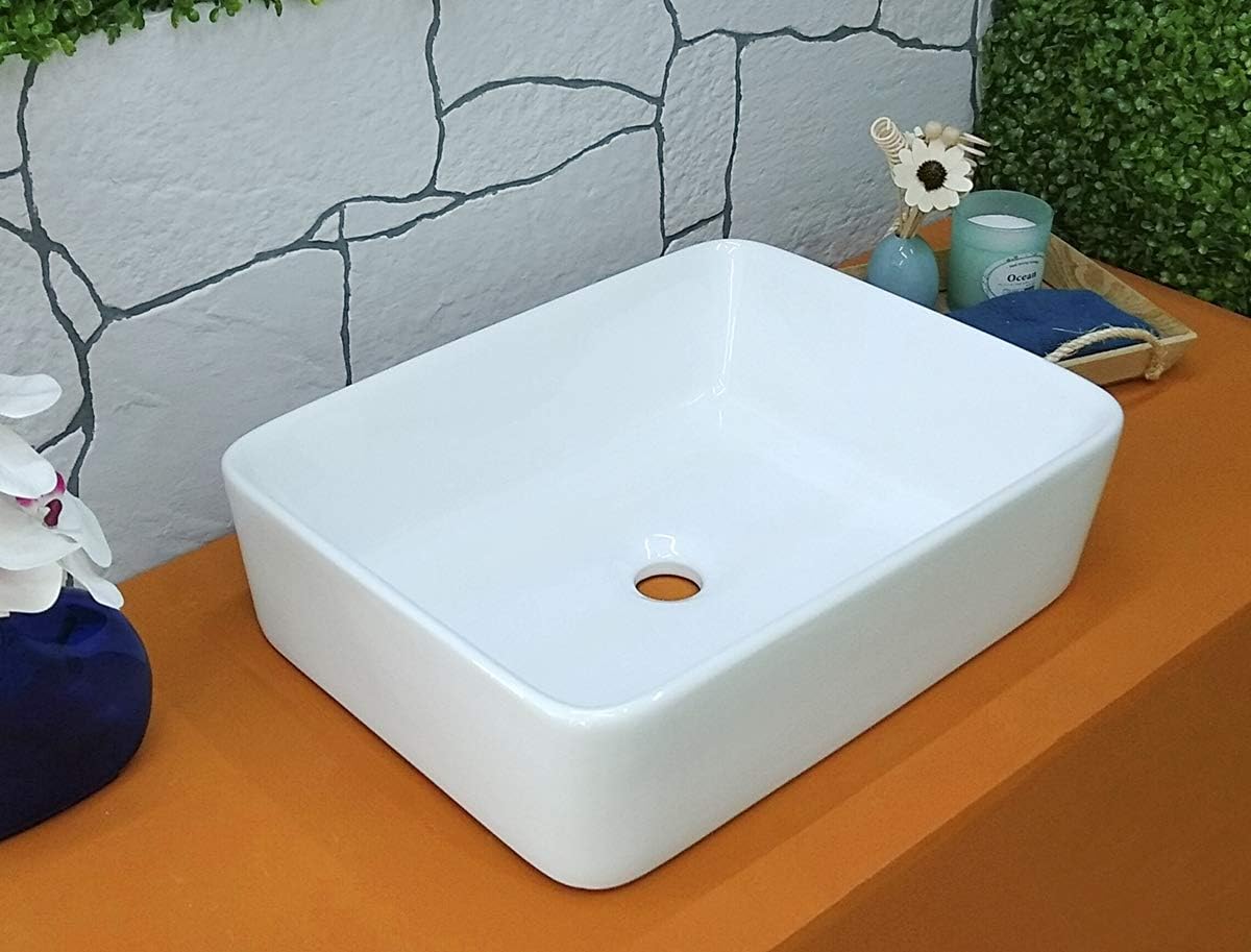 URREA LV1003A021 Lavabo KUUN Rectangular de Sobreponer Cerámico, Color ...