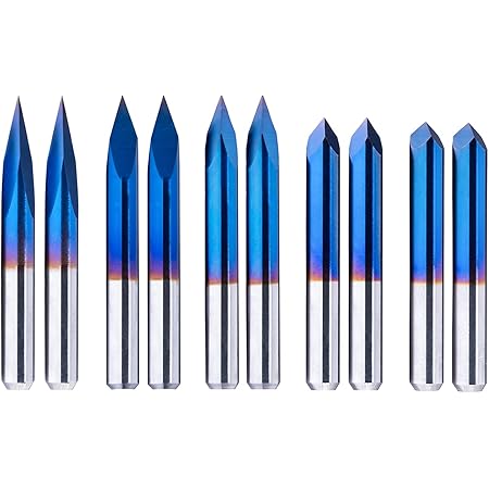 12 Pieces CNC Router V Bits, 1/8" Shank 3 Edge Pyramid Engraving Bits ...