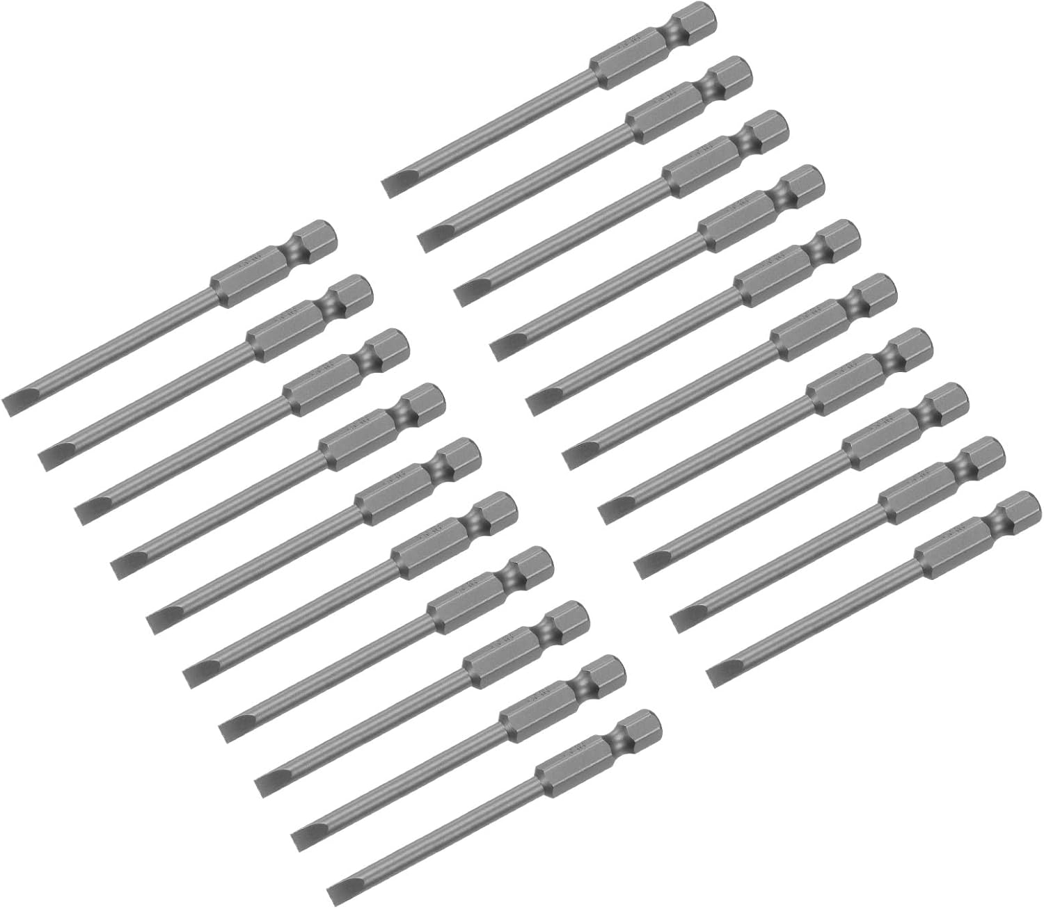 uxcell 20 Pcs Slotted Screwdriver Bits 4mm 3" Length 1/4" Hex Shank ...