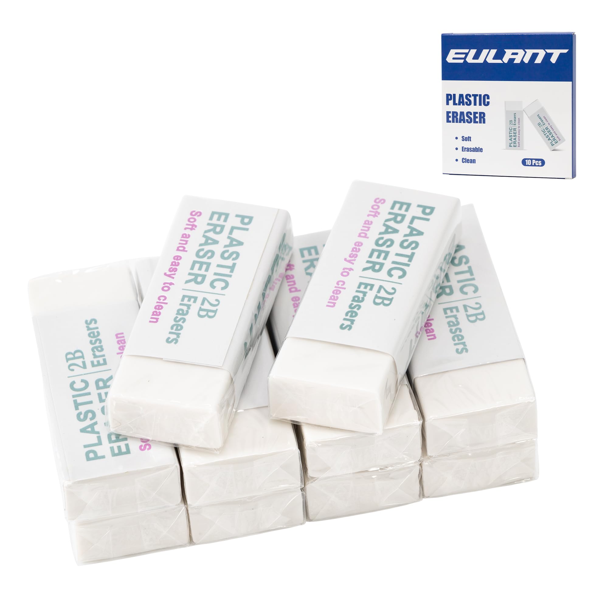 Amazon.com : YEEKORO 10 Pack Pencil Erasers, White Large Eraser for ...
