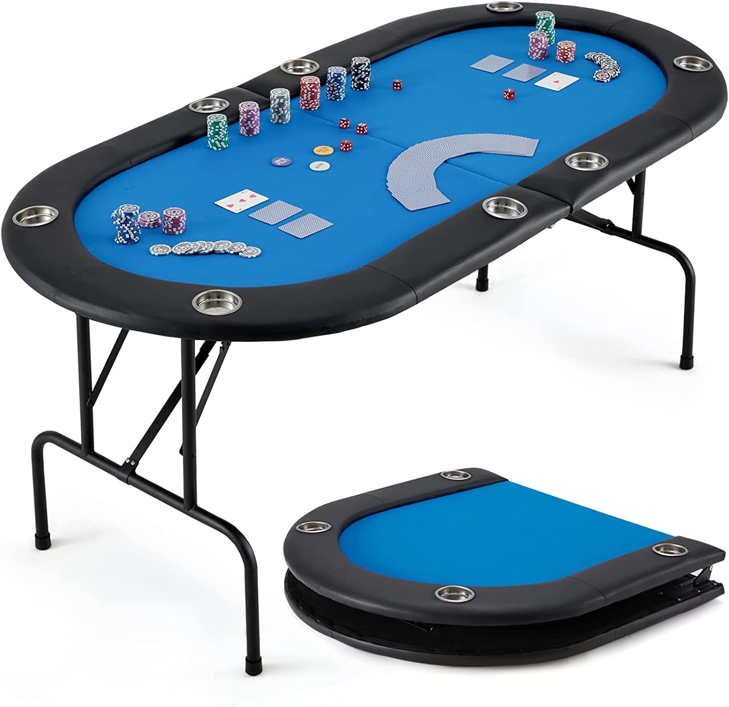 Amazon.com: ECOTOUGE Poker Table Foldable, Texas Holdem Poker Table ...