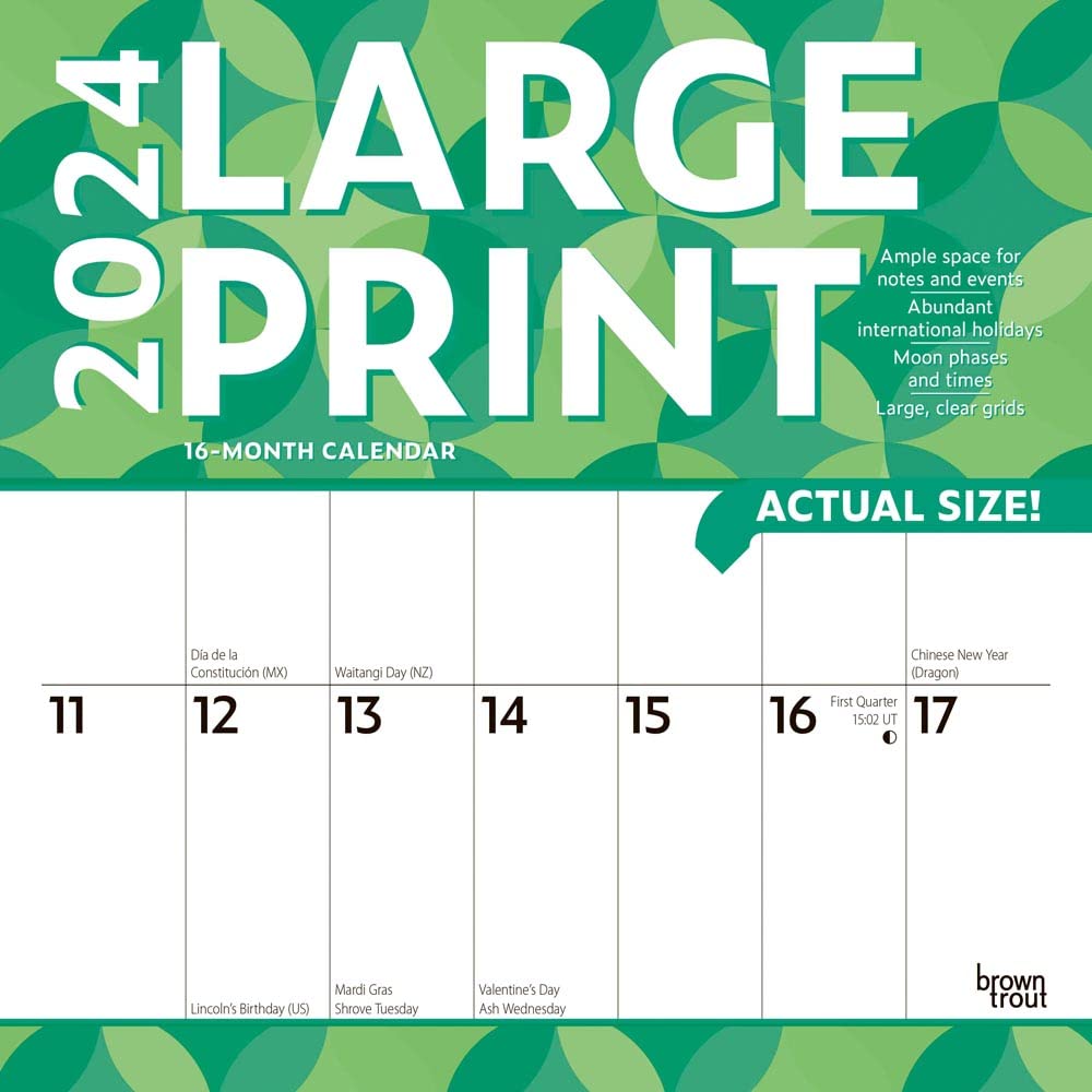 Large Print | 2024 12 x 24 Inch Monthly Square Wall Calendar | Matte ...
