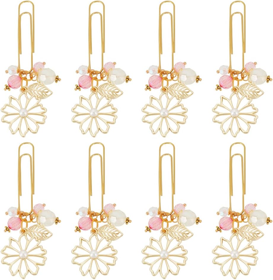 OLYCRAFT 8Pcs Flower Leaf Paperclips Metal Paperclip Planner 3.5 Inch ...