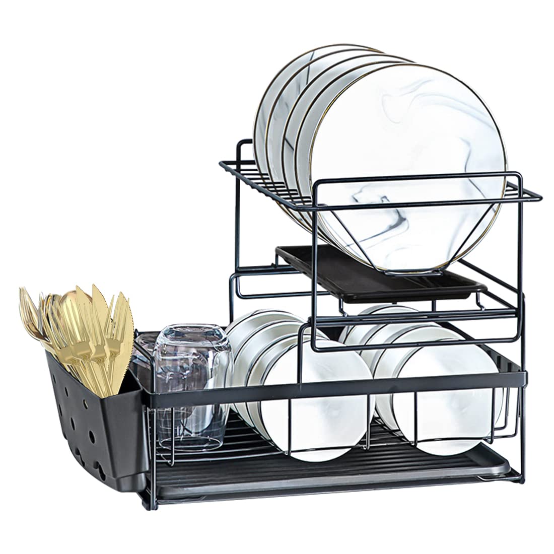 Buy Feibrand Dish Rack Sink Drying: Kitchen Metal Drainer Rack - 2 Tier ...