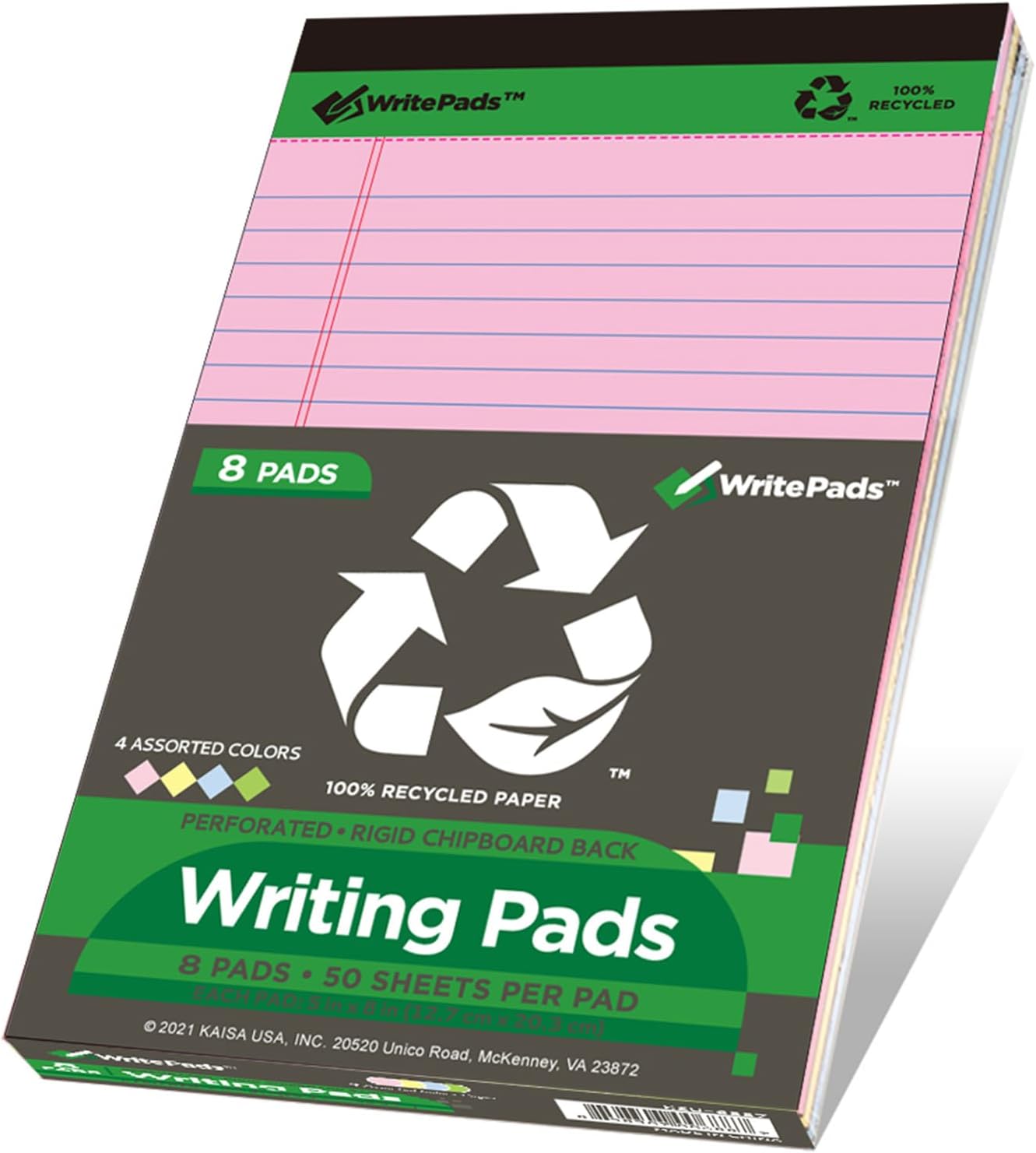 Amazon.com : TOPS 63090 Prism Plus Colored Legal Pads, 5 x 8, Green, 50 ...