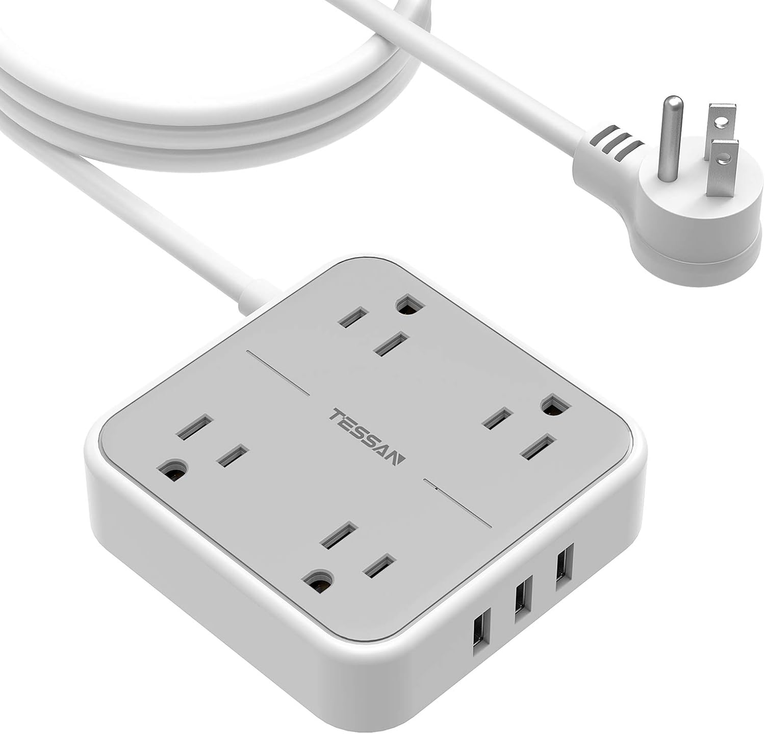 Amazon.com: Flat Plug Power Strip with 9.8 FT Extension Cord, TESSAN 4 ...
