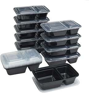 Amazon.com: Generic Meal Prep 2 Compartment Food Containers with Lids ...