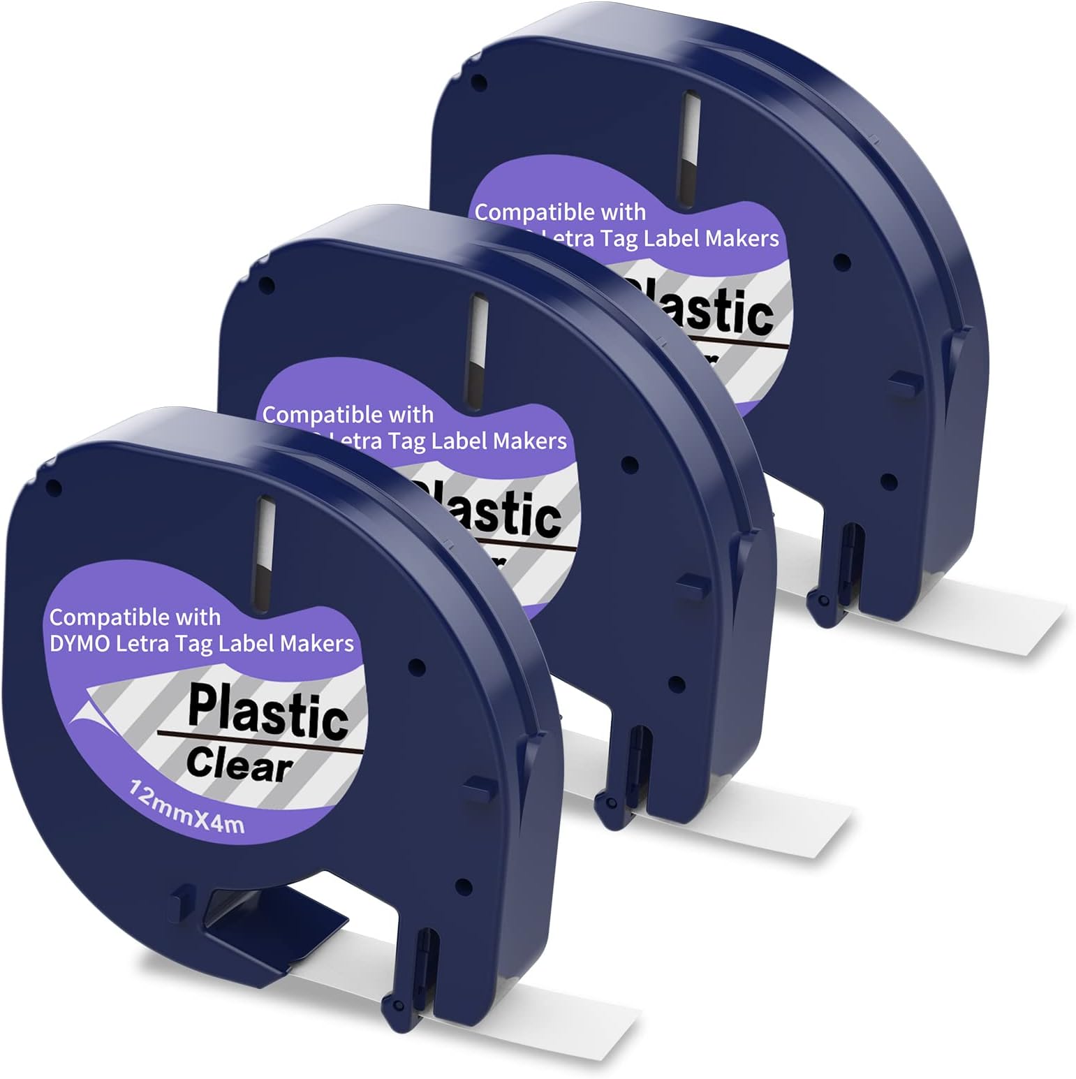 DYMO LetraTag Plastic Labels Black Print on Clear Labels 12 mm x 4 m ...