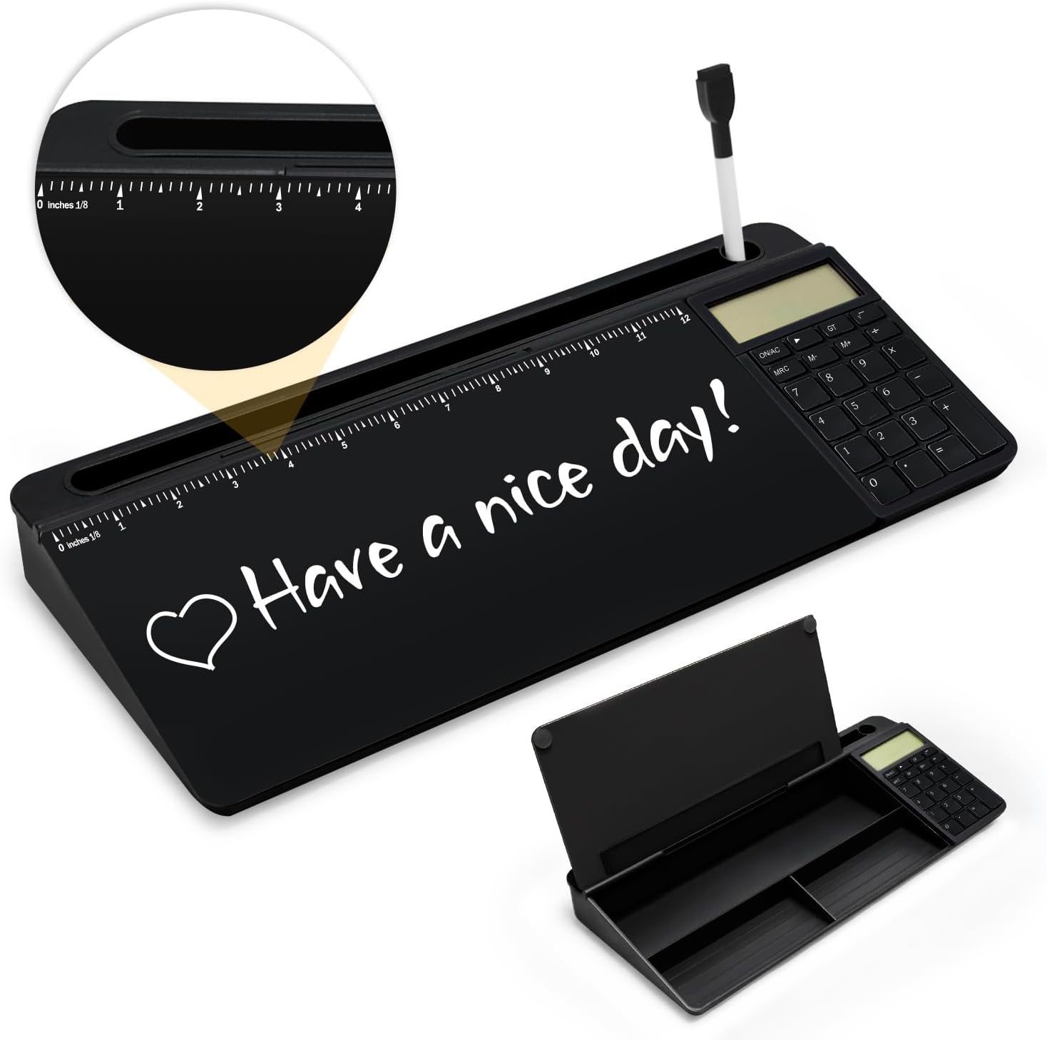 Amazon.com : Desktop Glass Whiteboard with Calculator(12 Digit LCD ...
