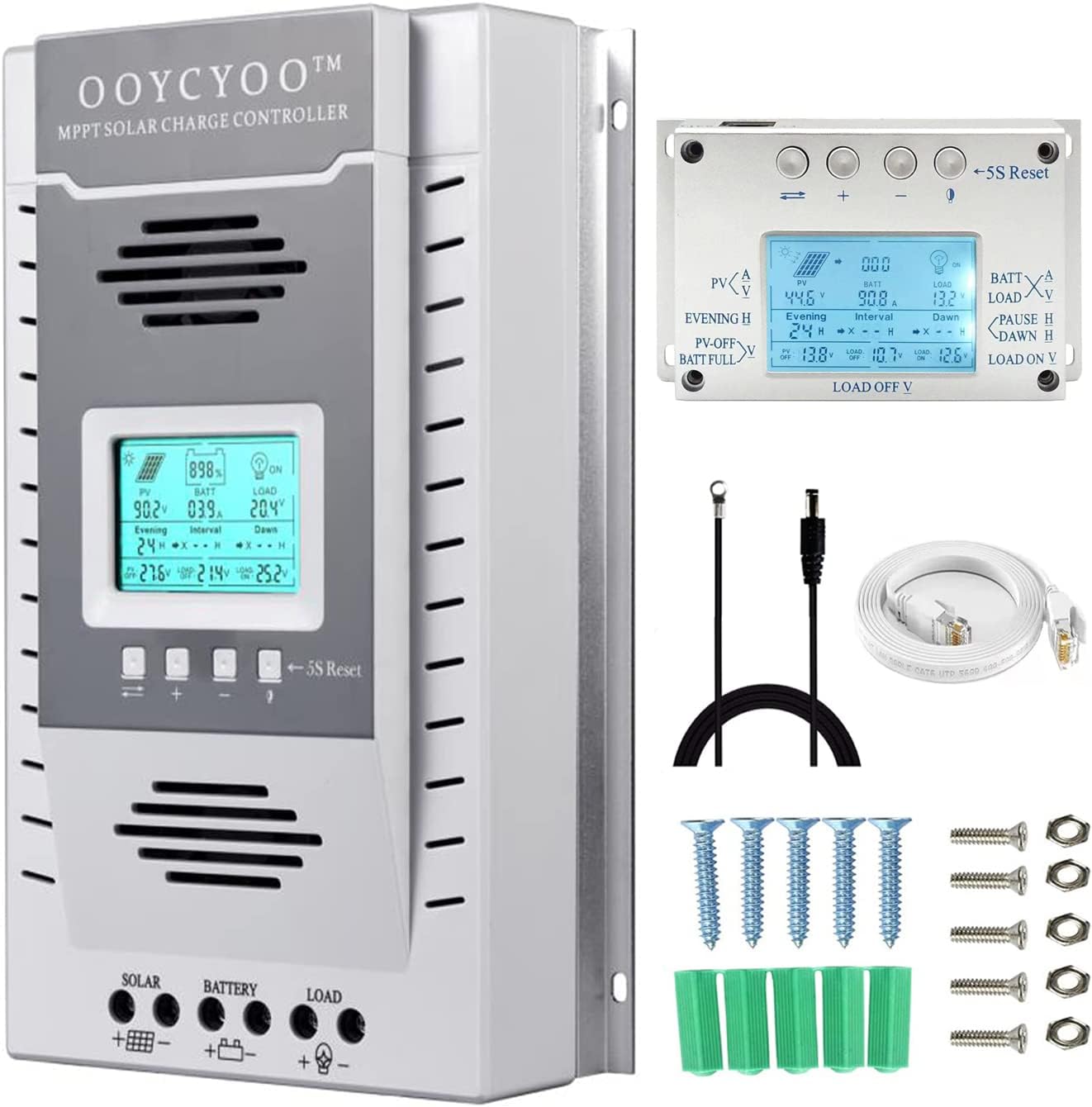 OOYCYOO MPPT Charge Controller 100 amp 12V/24V Auto, 100A Solar Panel ...
