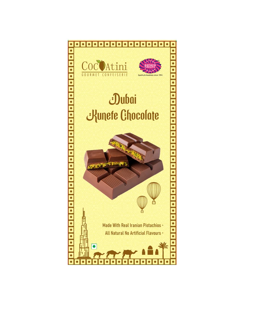 Cocoatini Kunefe Chocolate Bar 180gm By Karachi Bakery : Amazon.in ...