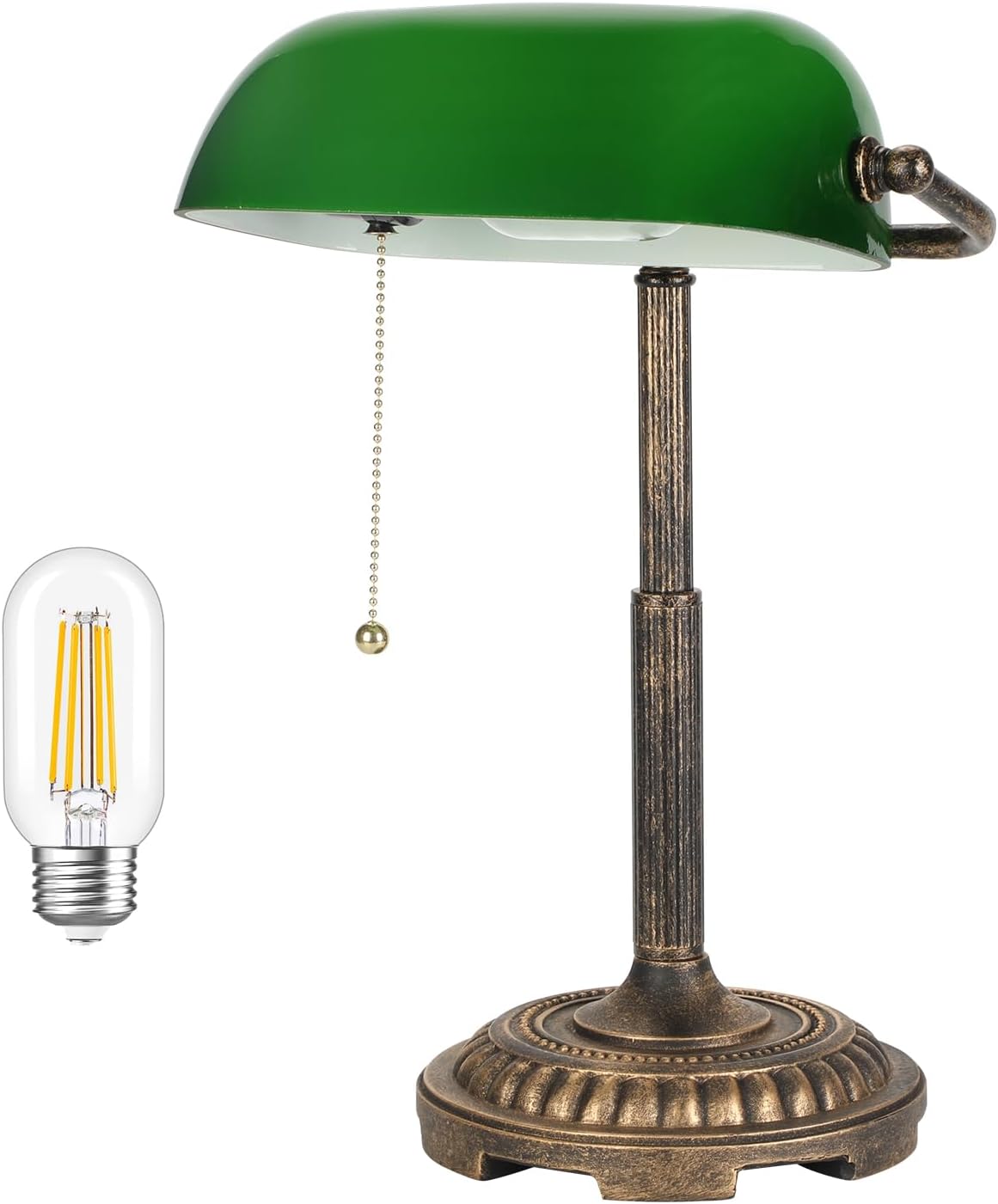 NISSAFORS Bankers Lamp, Green Desk Lamp with Pull Switch, Vintage Table ...