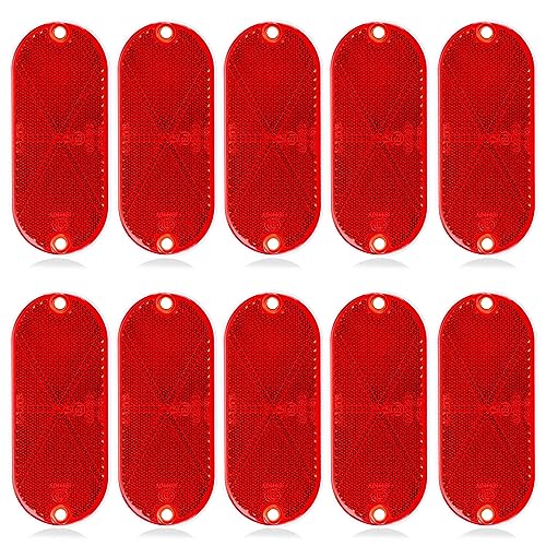 Snapklik.com : Smseace 10Pack Safety Reflectors Red Oval Reflector
