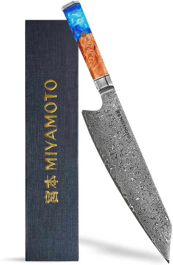 Miyamoto Japanese Chef Knife 8 Inch Steel 67 Layers Damascus Kitchen ...