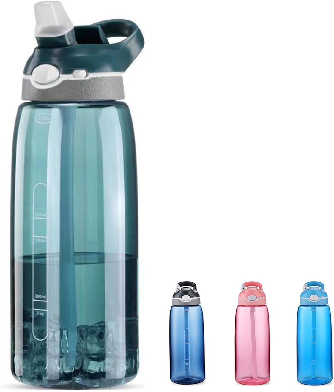 Amazon.com: DEARART 32oz Dark Cyan Water Bottles With Narrow Straw, BPA ...