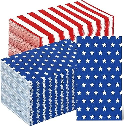 Amazon.com: Whaline Patriotic Guest Napkins American Flag Disposable ...