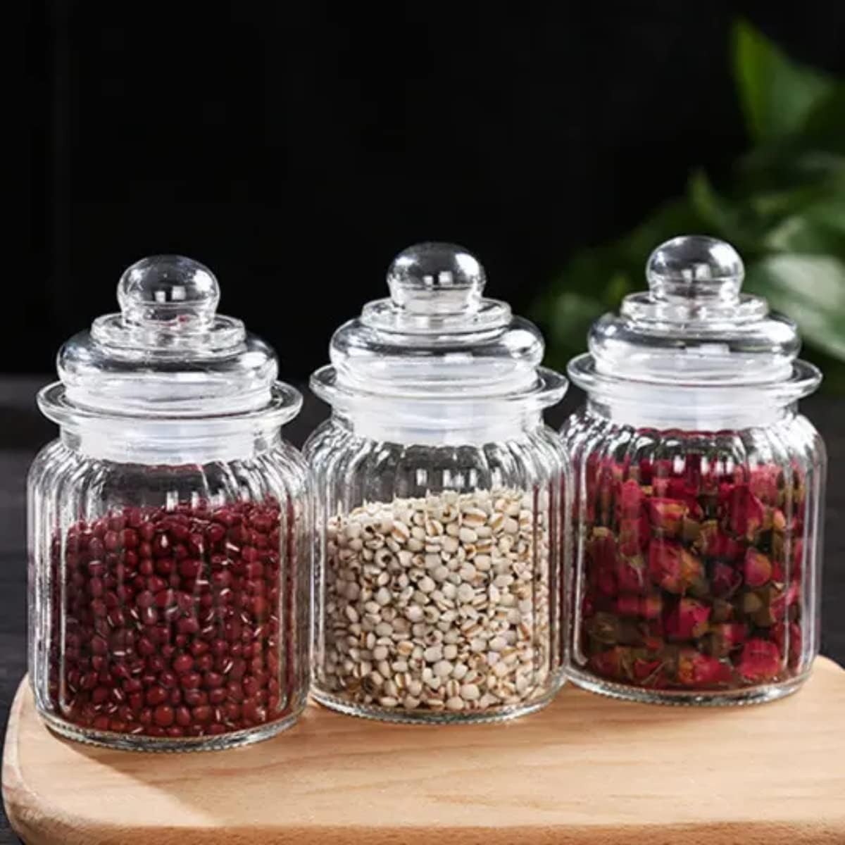 Buy Ocean Pop Glass Jar with Lid Set of 6 Pcs, 325 ml, Clear Soda Lime ...