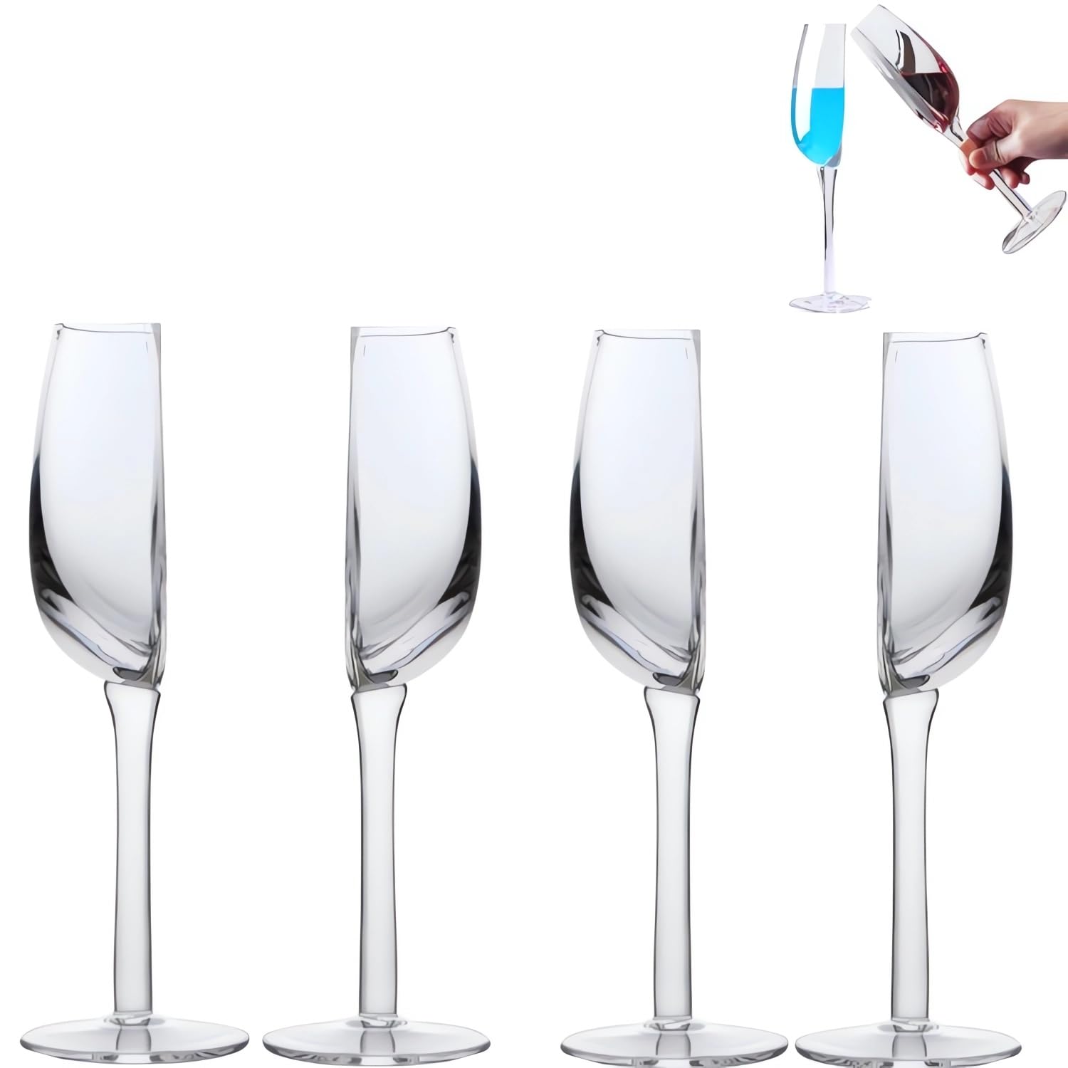 Amazon.com | Half Crystal Glass Cups, Novelty Funny Wine Glass Cut In ...