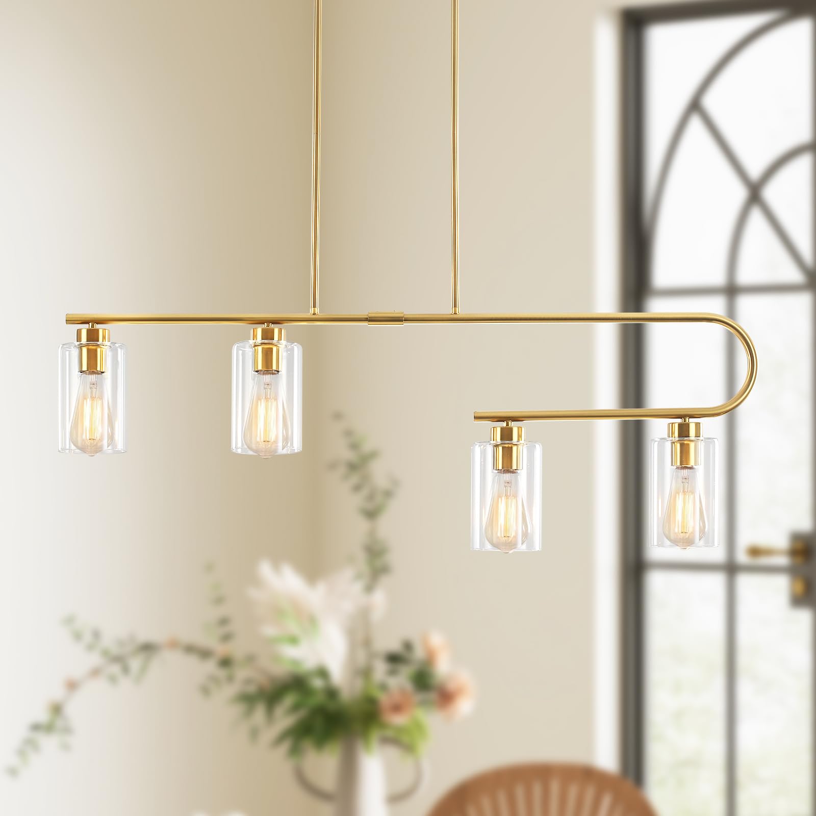 Amazon.com: Kitchen Island Lighting, 4-Light Clear Farmhouse Dining ...