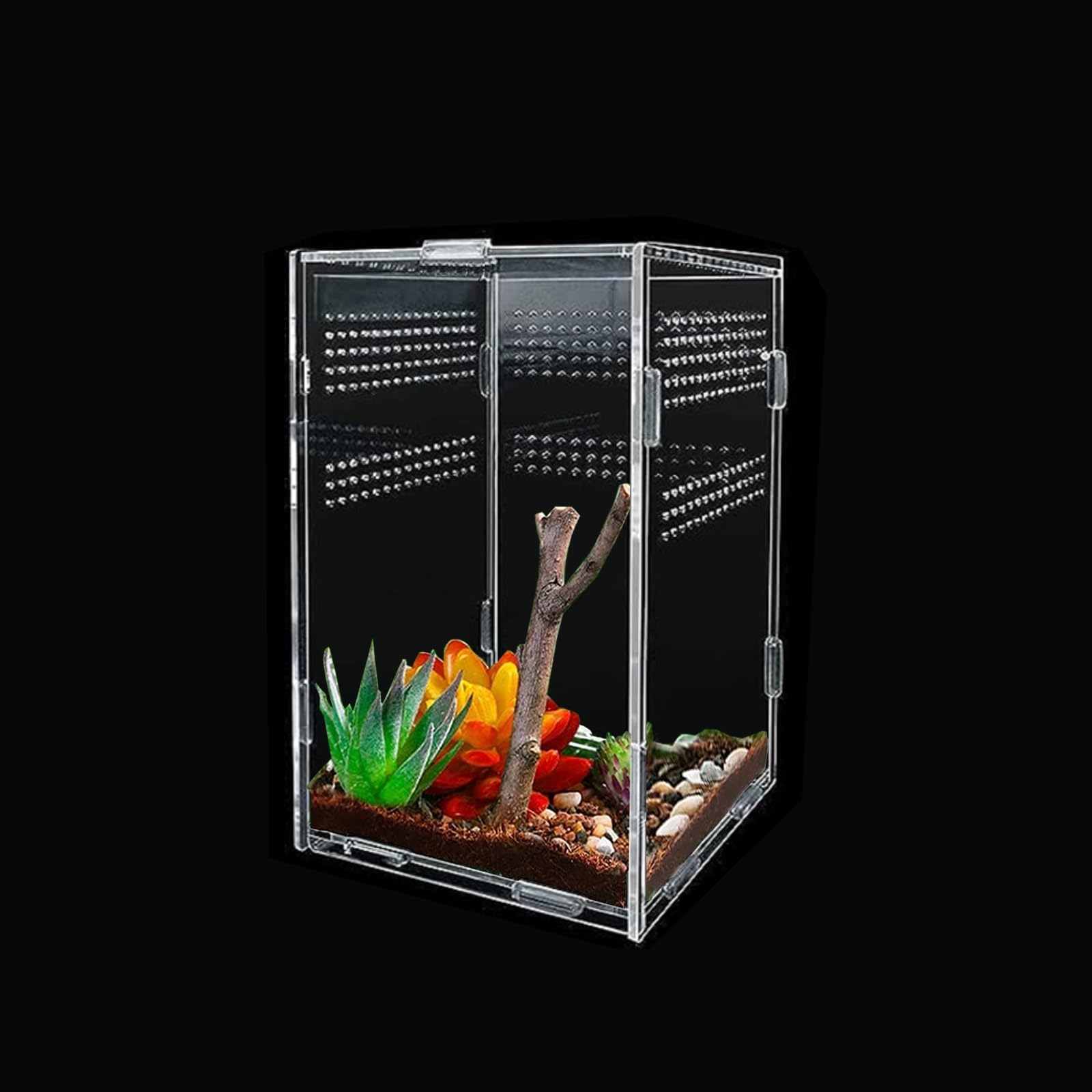 Reptile Feeding Box 25x15x15cm, Transparent Acrylic Reptile Terrarium ...