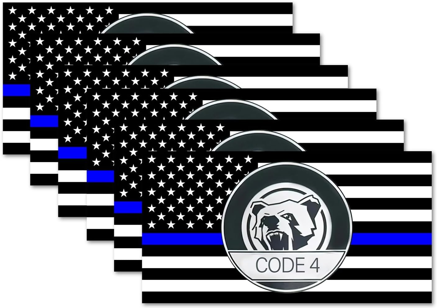 Amazon.com: 6PCS Thin Blue line Sticker Code 4, American Flag Thin Blue ...