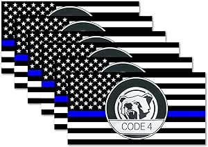 Amazon.com: 6PCS Thin Blue line Sticker Code 4, American Flag Thin Blue ...