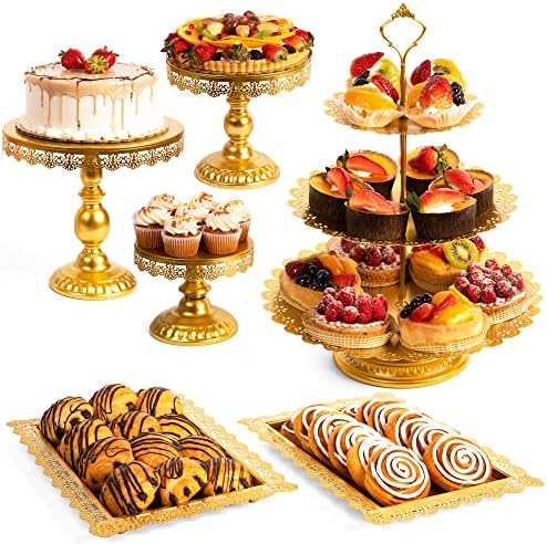 Amazon.com: Priville Home 6-Piece Gold Cake Stand Set for Stunning ...