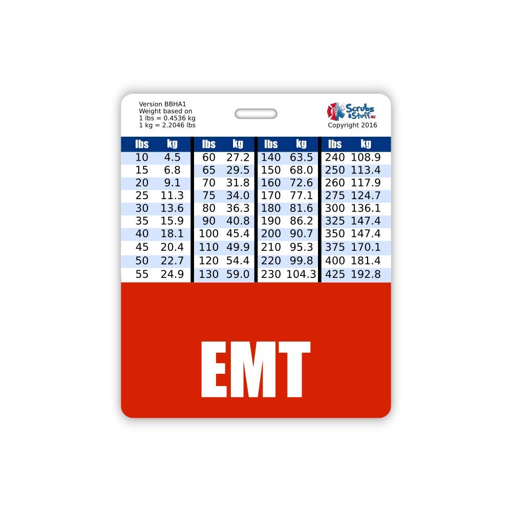 Amazon.com : EMT Badge Buddy Horizontal w/Height & Weight Conversion ...