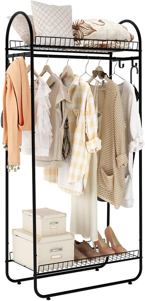 Amazon.com: LANGRIA Compact Free-Standing Garment Rack Made of Sturdy ...